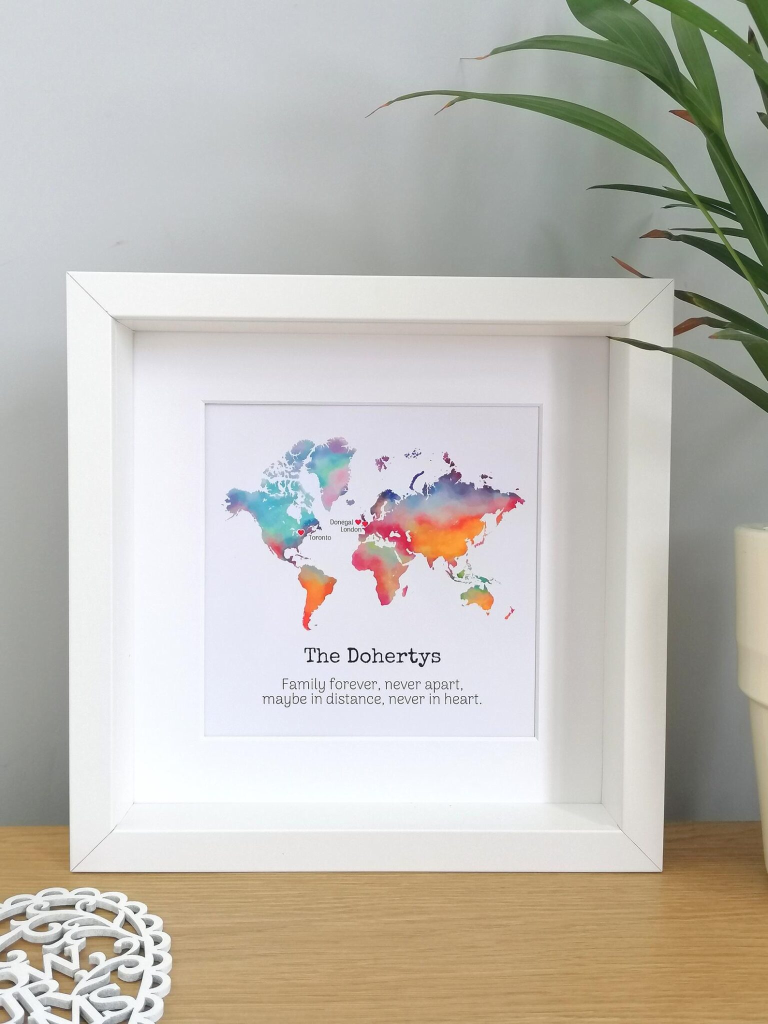 Personalised Long Distance Family Frame | Across The Miles
