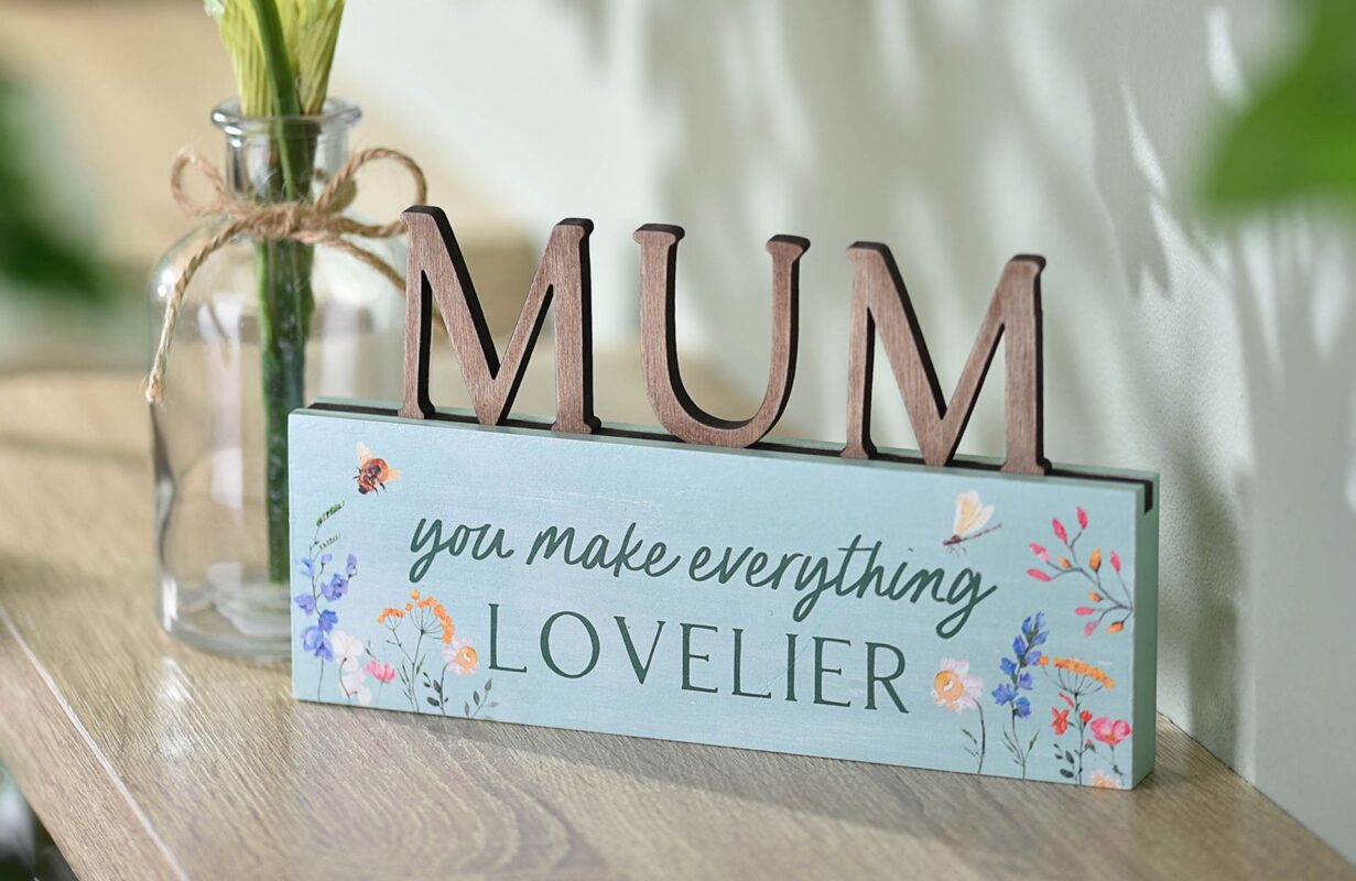 Mum Letter Floral Plaque | Standing Plaque for Mum